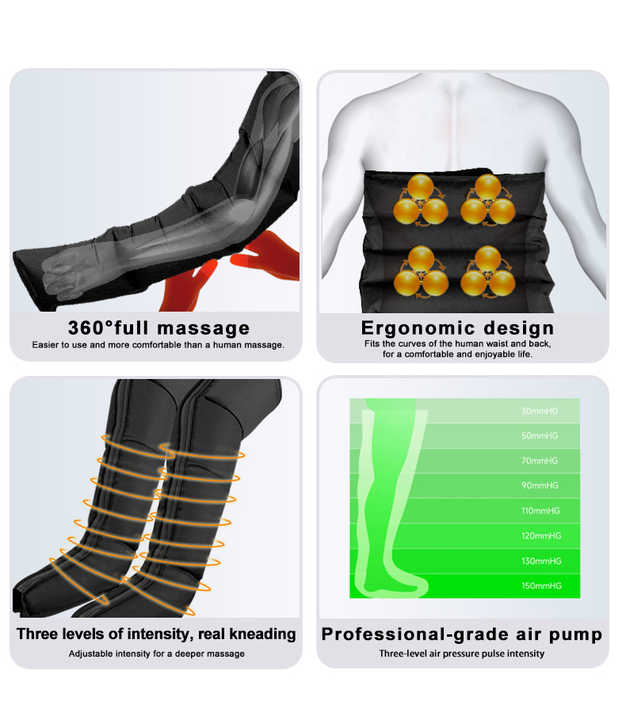 12 Airbag Electric Portable Relax Recovery Foot Leg Air Compression ...