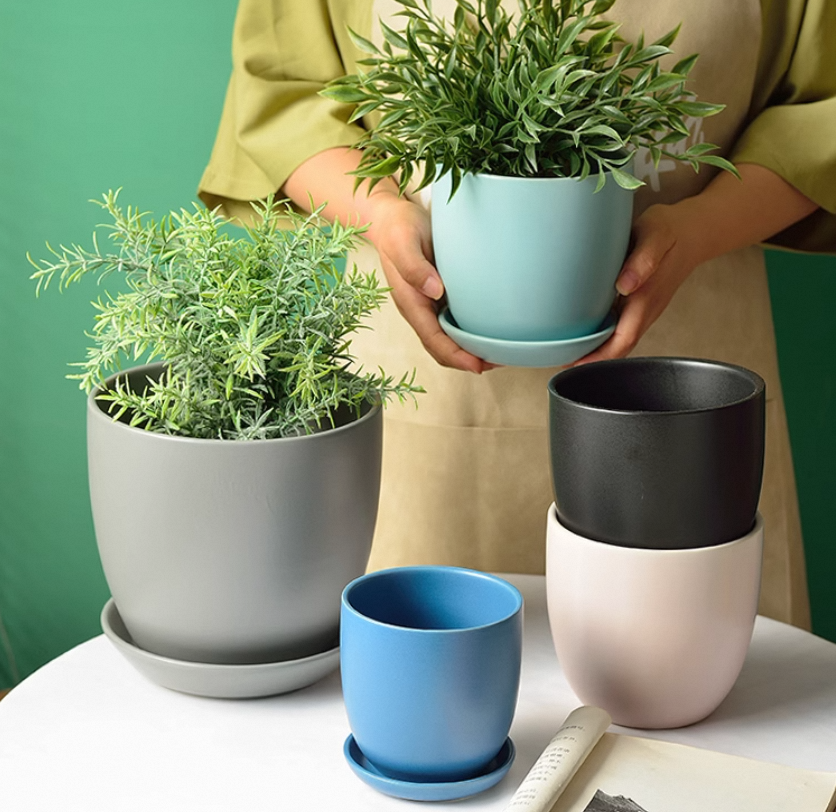 Modern Solid Color Ceramic Durable Wholesale Garden Flower Pots Classic ...