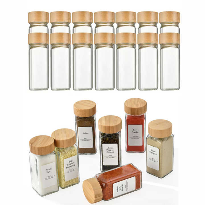 Eco-friendly Spice Storage - 24 Square Kitchen Containers