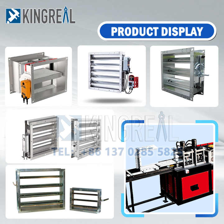 Square Fire Damper Frame Roll Forming Machine HVAC Duct Smoke Electric ...