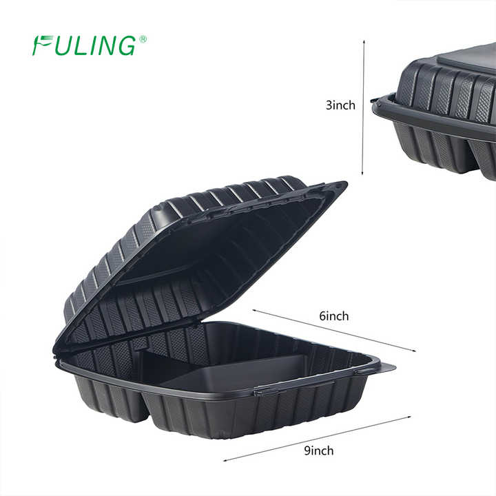 FULING Restaurant 9x9 Inch 3 Compartment Eco-Friendly Container