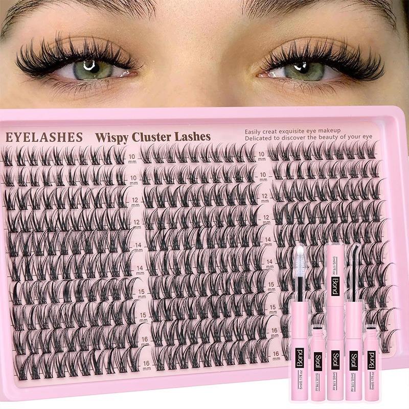 300 Clusters 3D Fluffy Cluster Lashes 10-16mm Pre-Cut DIY Wispy Fish ...
