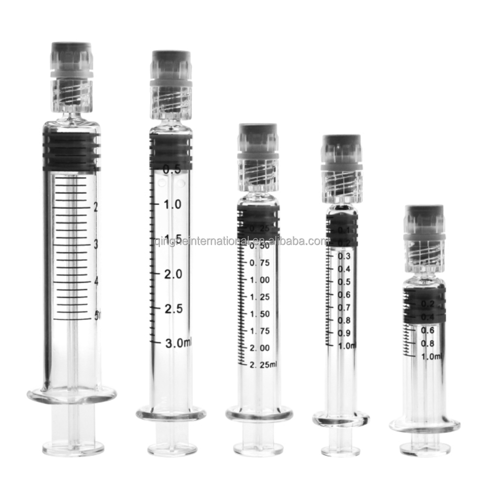 Glass Prefilled 3ml Syringes Luer Lock Borosilicate Reusable Heat ...