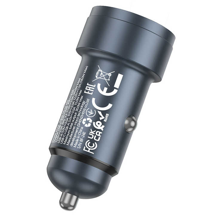 HOCO Z57A Car Charger - 30W PD + QC3.0, Reliable & Efficient