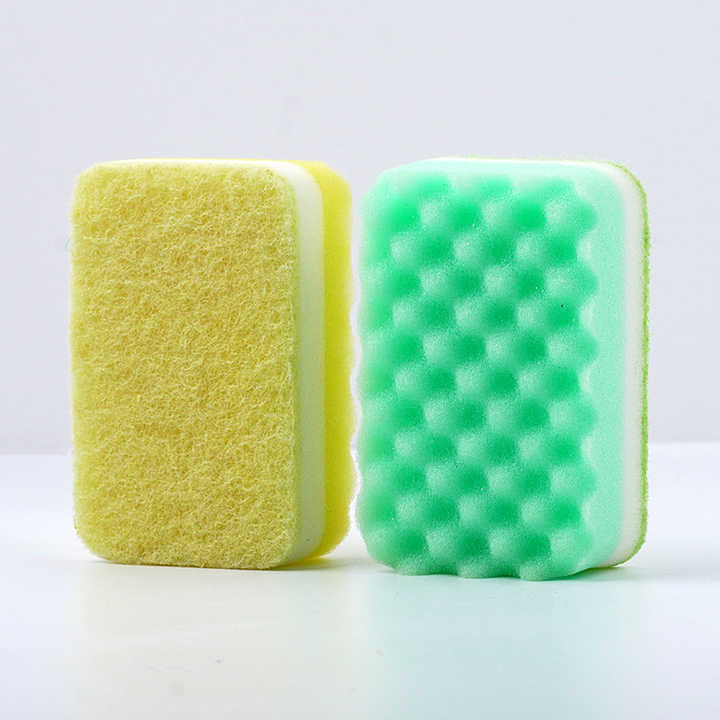Colorful Three-layered Wave Sponge Kitchen Household Scrubber Durable ...