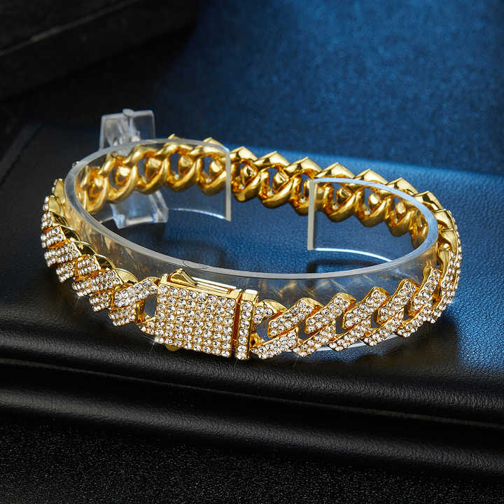 Iced Out 11mm Gold Cuban Link Chain Necklace for Men & Unisex Jewelry