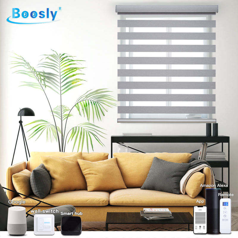 High Quality Smart Motorized Zebra Roller Blinds Day and Night Blackout ...