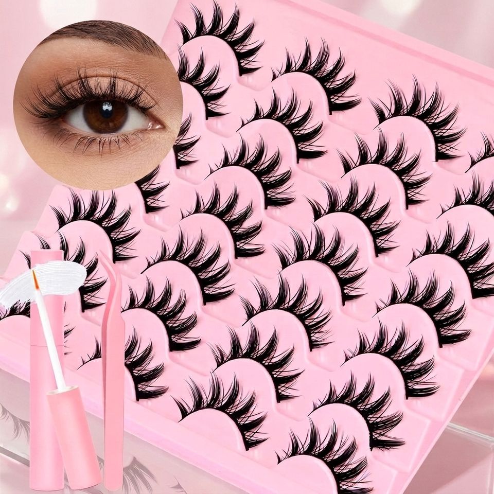 Manga Lashes Machine Made 14-Pair Faux Mink Reusable Eyelash Kit with ...