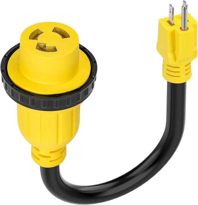 RV Adapter Cord Twist-Lock 30 Amp to 15 Amp 1.5FT NEMA 5-15P to L5-30R RV Power Adapter ...