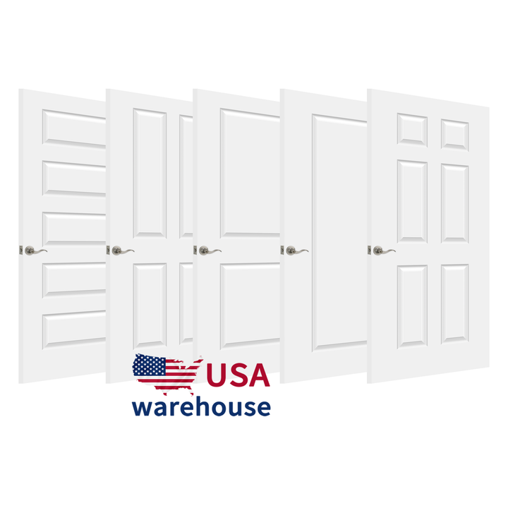 White Primed 6 Panel Prehung Hollow Core Slab Interior Door