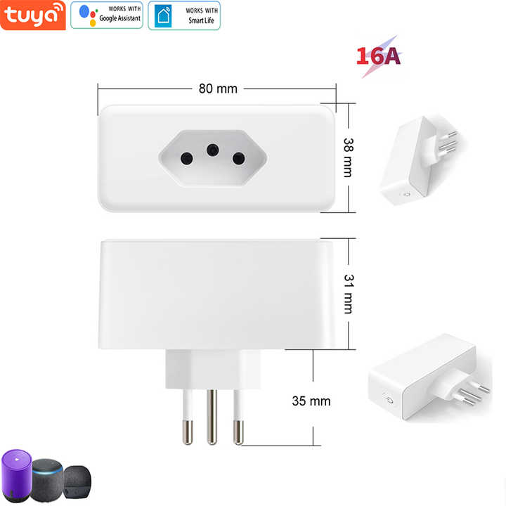 Brazilian Tuya Smart 16A Timed Remote Control Wall Socket Smart Power ...