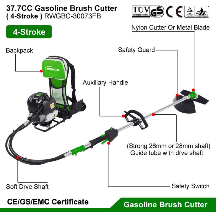 37.7CC Petrol Brush Cutter Backpack 4-Stroke Gas Grass Cutter String ...