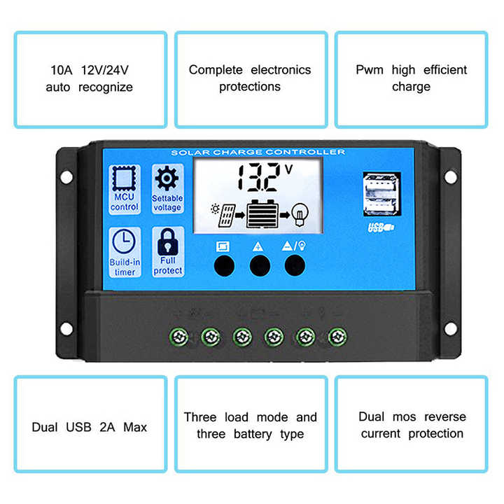 Intelligent Solar Panel Charge Controllers - 12V, 24V