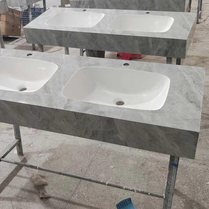 Bathroom Basin Design - Modern Sintered Stone Double Sink
