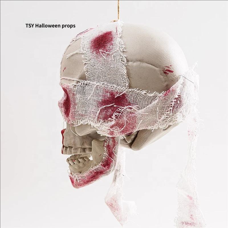 Plastic Halloween Blood Cloth Skull Head Horror Decoration for Adult ...