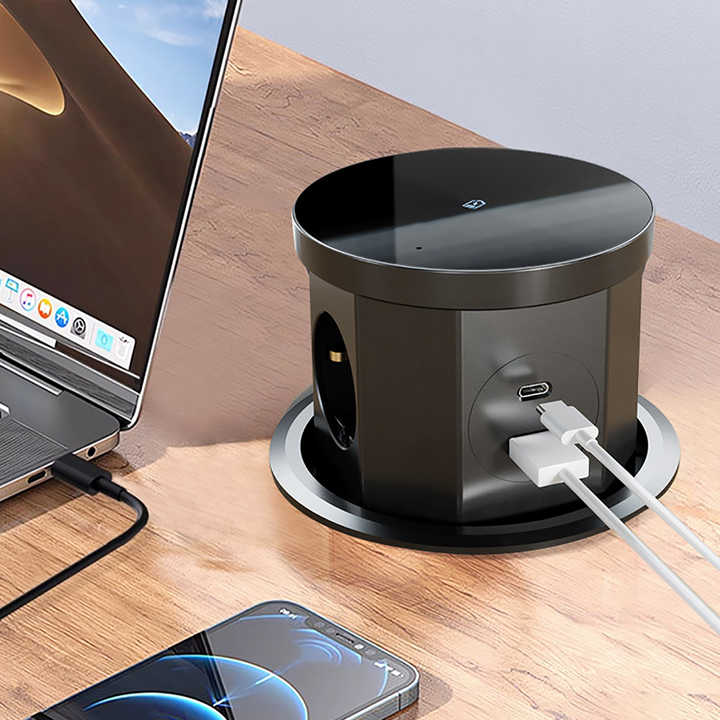 EU Hidden Design Dual USB Kitchen Pop up Socket Press Pop up Pneumatic ...