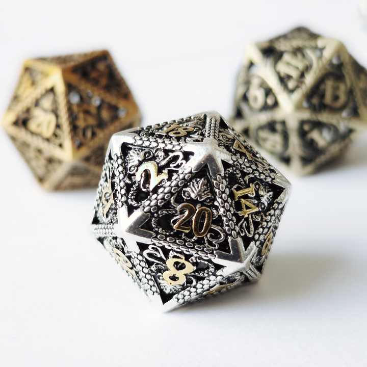MINI PLANET Custom DND D20 Dice Hollow Metal 25mm D20 Dice for TRG ...