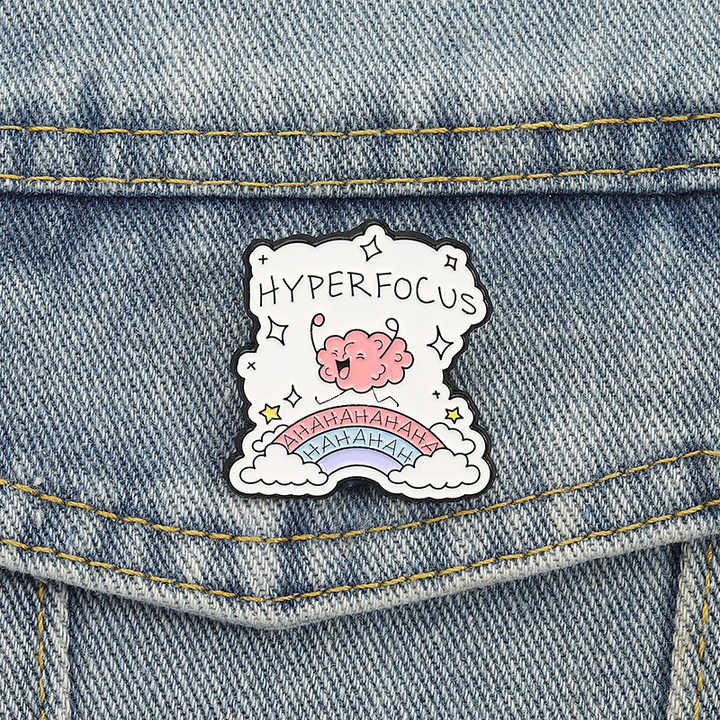 ADHD Hyperfocus Brain Enamel Pins Mental Health Awareness Metal ...