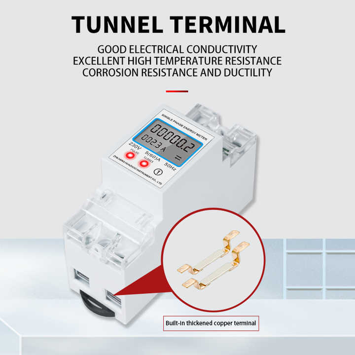 Single-Phase 2P Rail Type Electric Meter with LCD Display DIN Rail ...