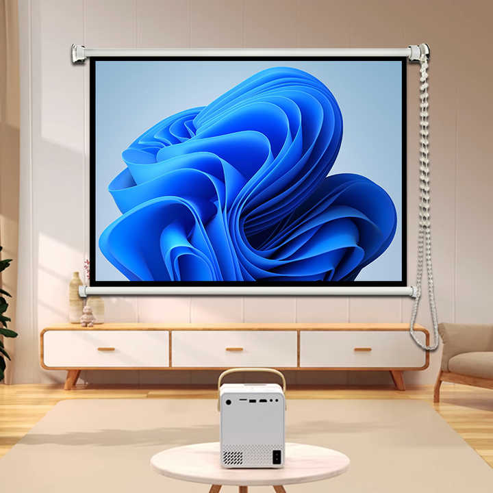 60 Inch 16:9 Retractable Projector Screen White Fiberglass Screens ...