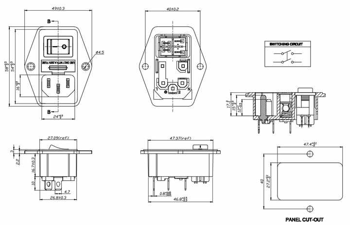 JEC JR-101-1FR-02 10A 250V C14 3 1 남성 IEC 소켓 3 핀 AC 스위치 플러그 커넥터 퓨즈 홀더| Alibaba.com