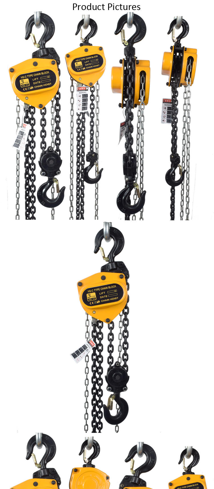 Single drop chain block 3mtr to 20mtr lifting height heavy duty manual ...