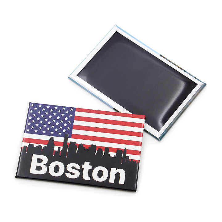 Custom Rectangle Shape America Boston Souvenir Tin Plate Paper Magnet ...