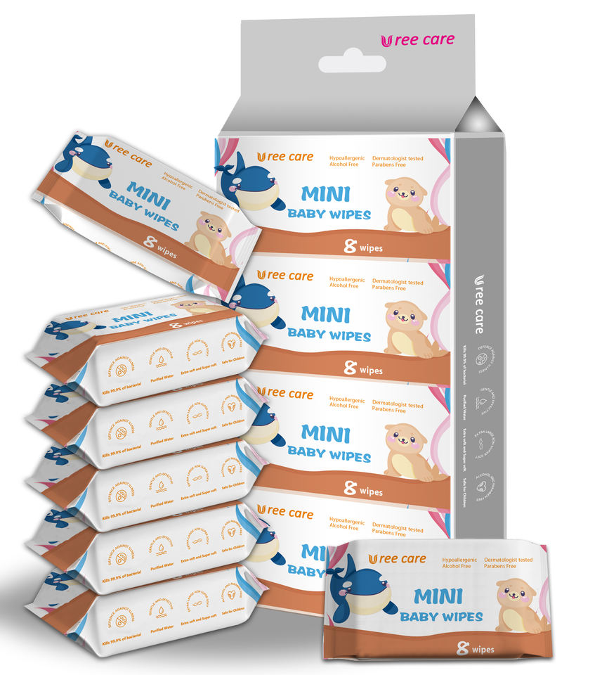New Style 8 Sheets Small Size Packing Mini Baby Wipes Organic ...