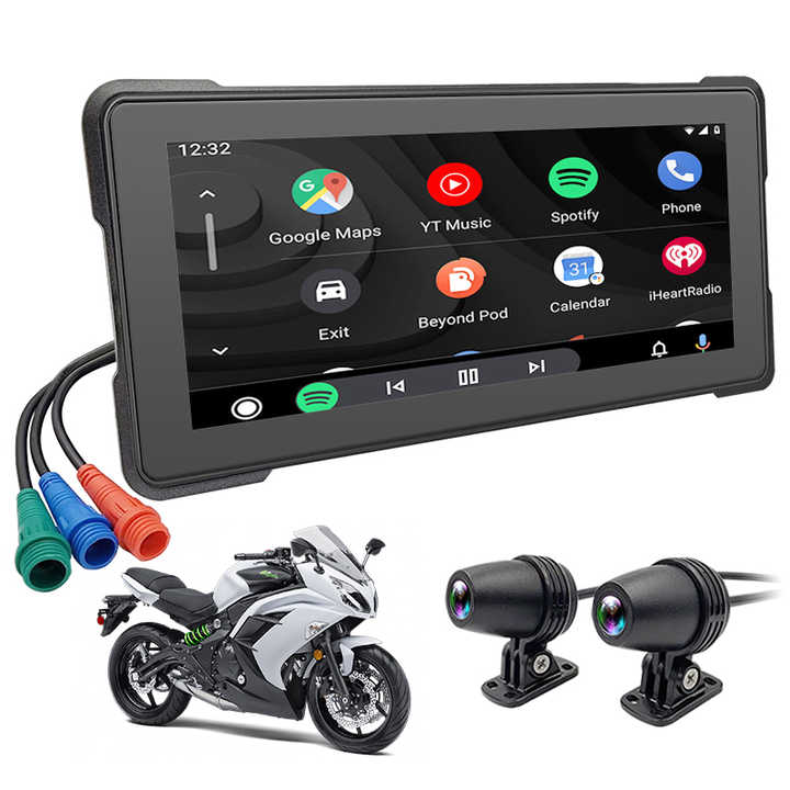 Motorcycle Dual Camera Recorder with GPS Navigation