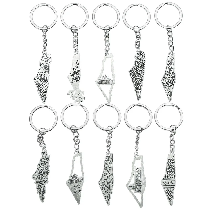 Palestine Country Map Charm Keychain - Customizable Gift