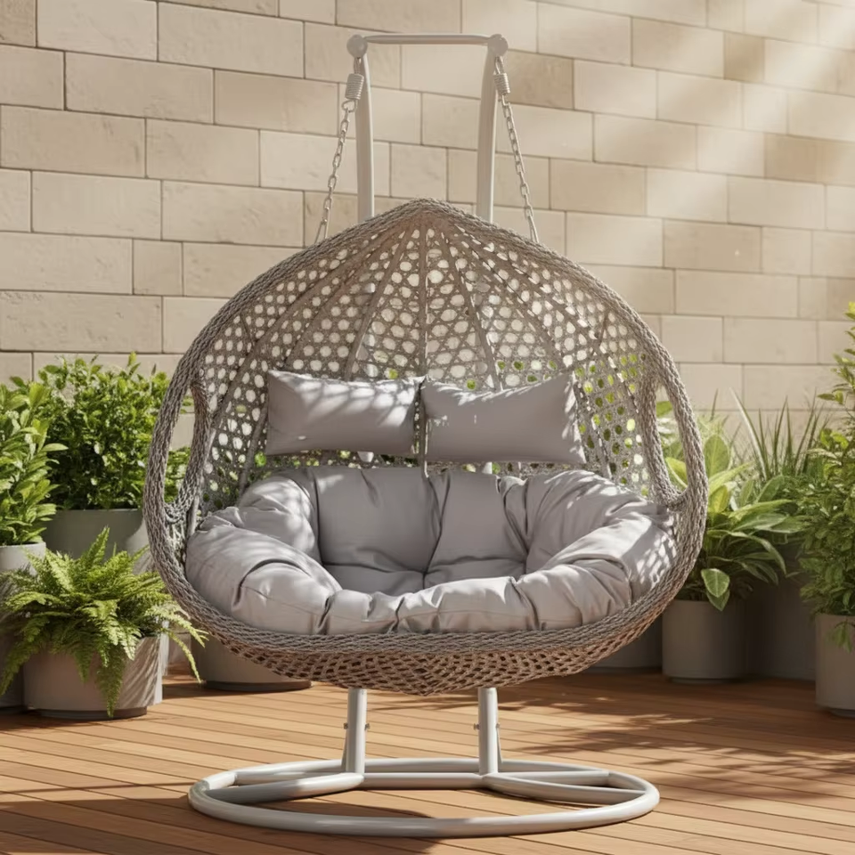 Two Seats Durable Outdoor Hanging Water Drop Chair Wicker Swing Chair ...
