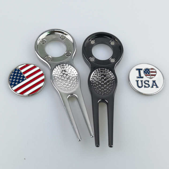 Wholesale Custom Black Magnetic Golf Ball Marker Sport Style Iron Divot ...