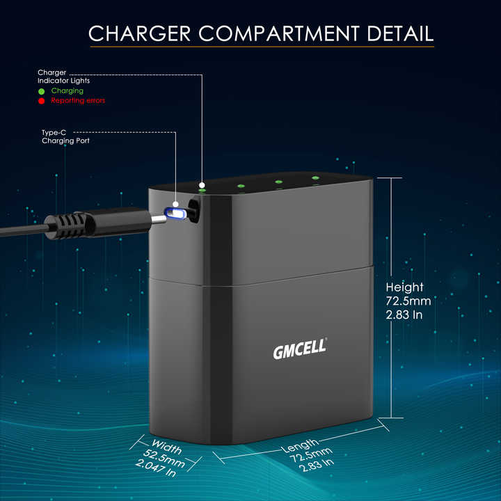 GMCELL 5V 2A AA & AAA 1.5V Li-ion Battery Charger Box USB-C 15W 8 Slot AA Rechargeable AA ...
