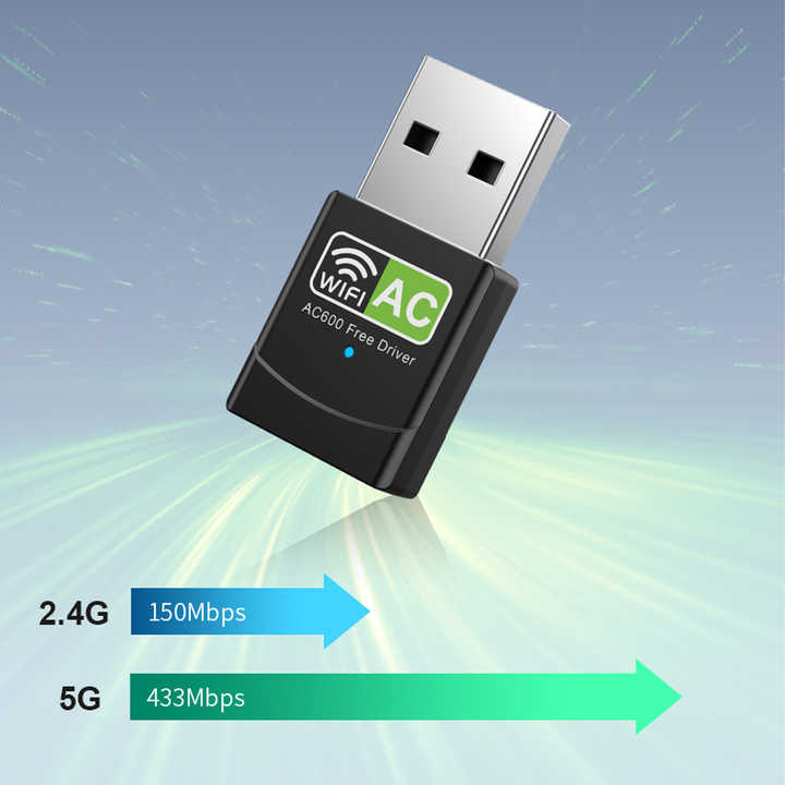 600Mbps USB Wifi Receiver Dongle Free Driver Dual Band 2.4/5.8Ghz ...