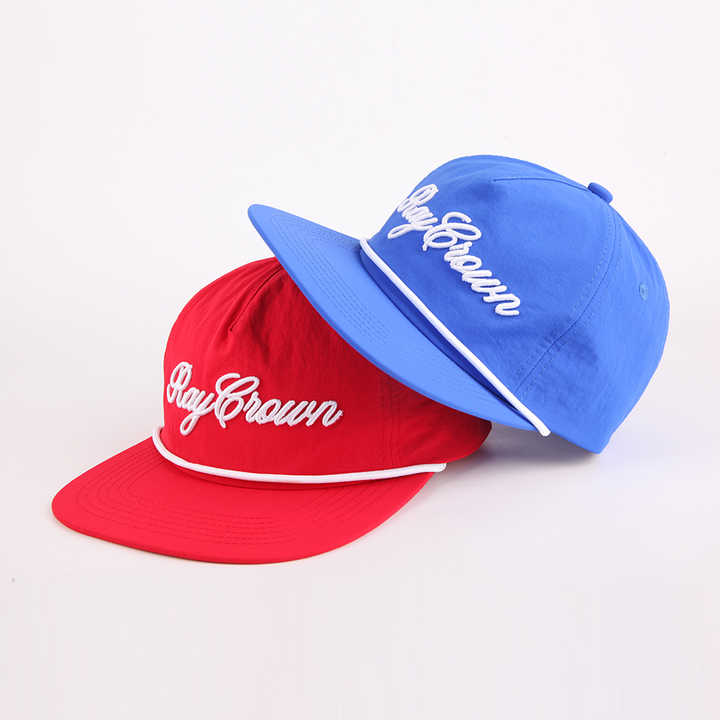 High Quality Custom Unstructured Nylon Snapback Hats Embroidery Rope 5 ...