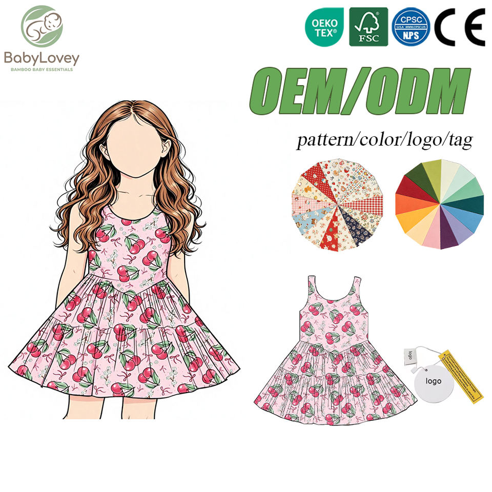 Babylovey Girls Birthday Party Dress Bamboo Fiber Sleeveless Floral ...