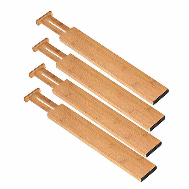 Adjustable Bamboo Drawer Organiser Spring Loaded Kitchen Utensil ...