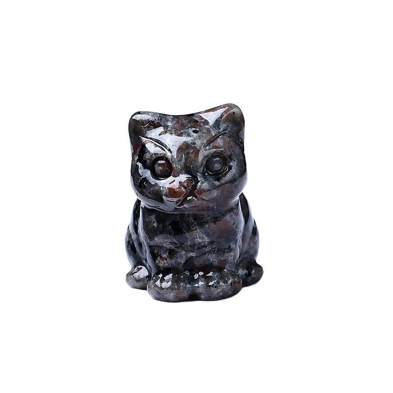 Hongzhuo Natural Raw Stone Fire Stone Cat Ornaments Cat Statue with ...