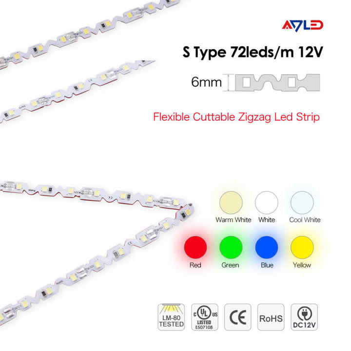 Zigzag Led Strip 72leds/m S Shape Light Strip 3M Molding Adhesive Tape ...
