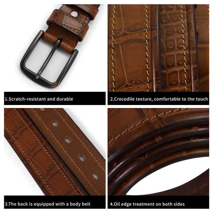 Top-Grain Cowhide Genuine Leather Men's Belts In-Stock High-End Business and Youth Accessory ...