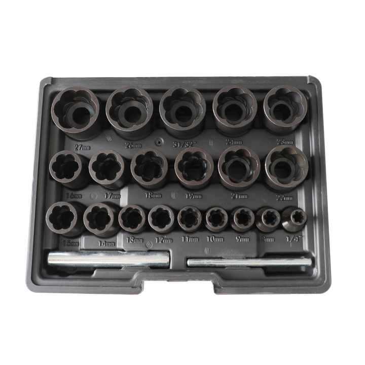 22 Piece Twist Broken Damaged Bolt and Nut Extractor Set