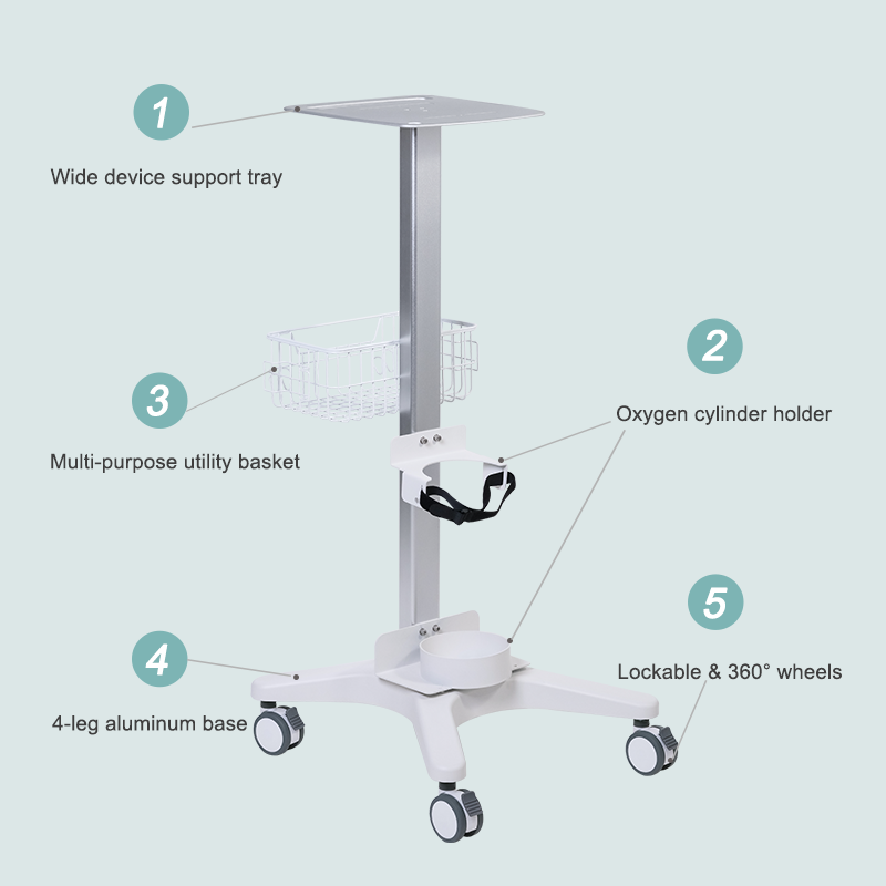 WEIYE Hospital Mobile Ventilator Cart with Oxygen Tank Holder for ...