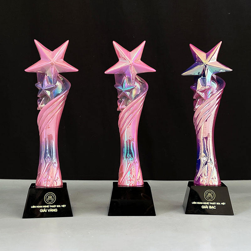Wholesale Customized Pink Crystal Resin Star Trophy Customized Colorful ...