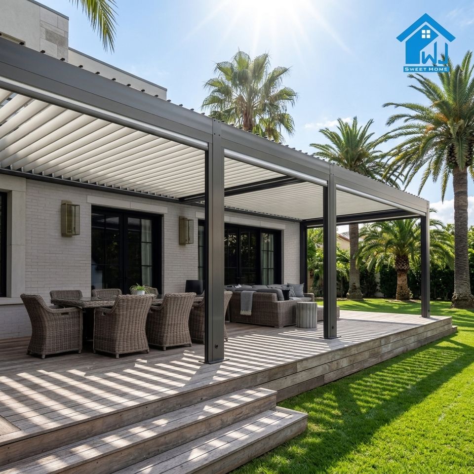 Sweet Home Aluminum Pergola Motorized Louver Roof Backyard Pergola ...