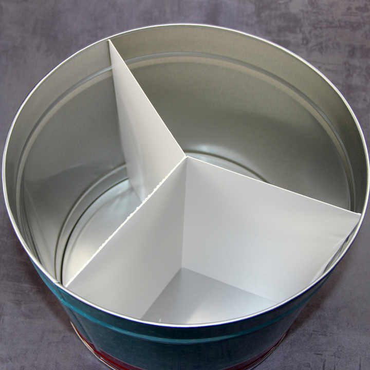 2 Gallon Popcorn Tin Bucket with 3 Flavor Dividers