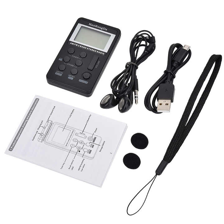 Portable AM/FM Mini Radio with LCD Display & Speaker - OEM Support