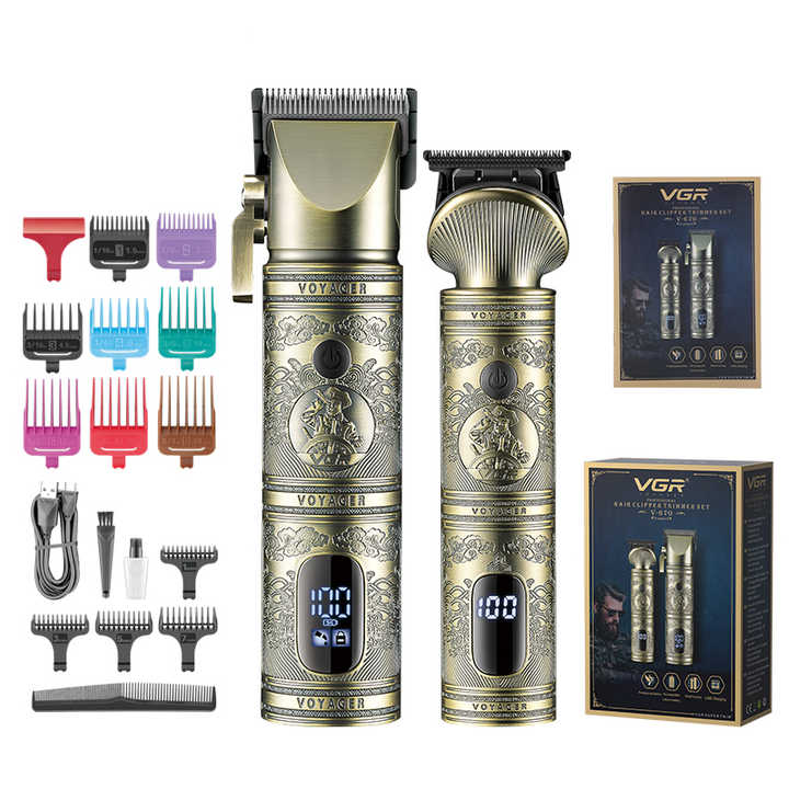 VGR V-670 Professional Hair Trimmer Clipper Set for Barbers - USB ...