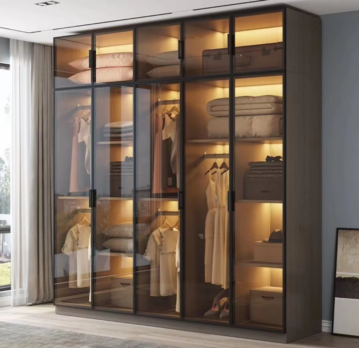 Modern Walk-in Closet with MDF Plywood Armoire Wardrobe