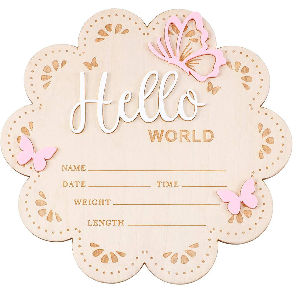Baby Name Announcement, Newborn Logo, pink Bow, Cloud Shaped Flower ...