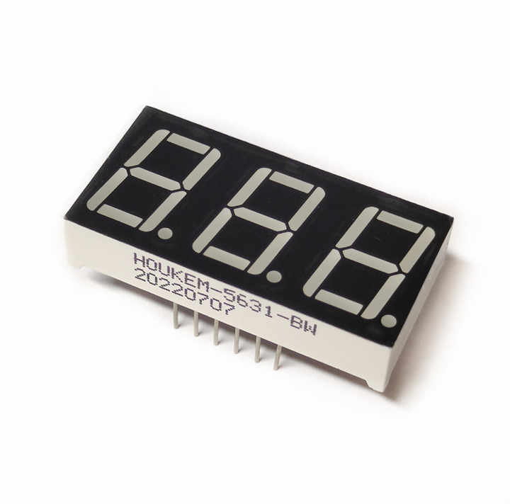 HOUKEM 0.56 Inch 7 Segment LED Display - 3 Digit White LED
